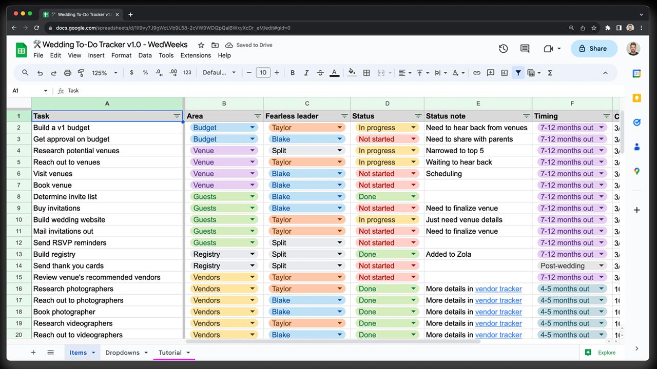 Task Tracker – WedWeeks